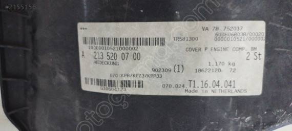 MERCEDES E W213 SAĞ ÖN MOTOR ALT MUHAFAZA KAPAĞI 2135200700 Çıkma Yedek ...